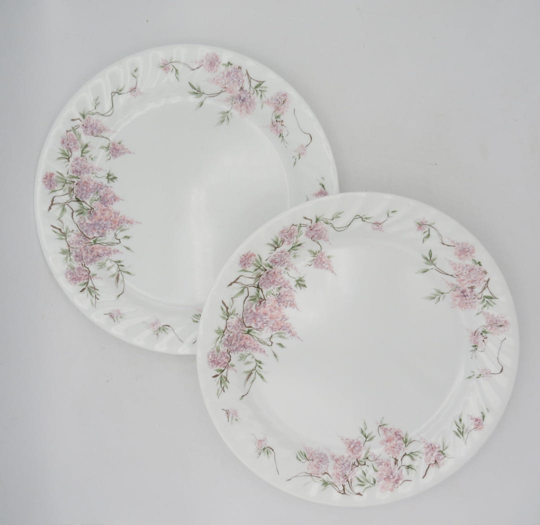 2 Corelle Wisteria Dinner Plates, 10", Purple Flowers, Corelle ...