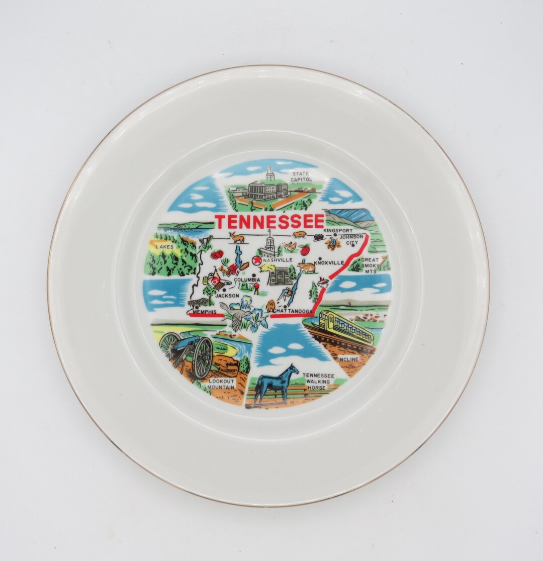 Vintage Tennessee Souvenir Plate, Tennessee State Decor, Wall Decor ...