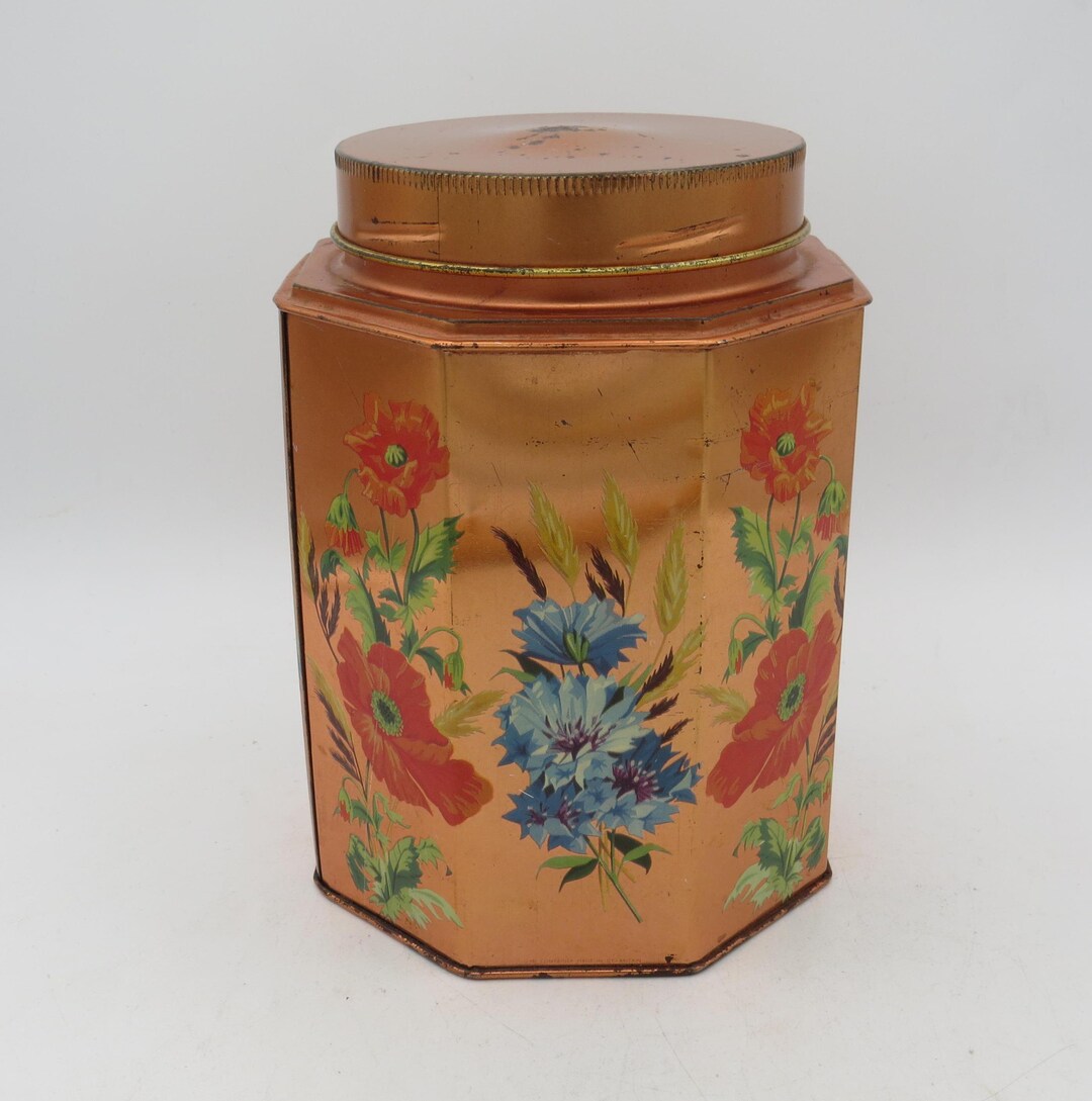 Vintage Copper Color Biscuit Tin, 6", Tea Caddy, Small Cookie Tin ...
