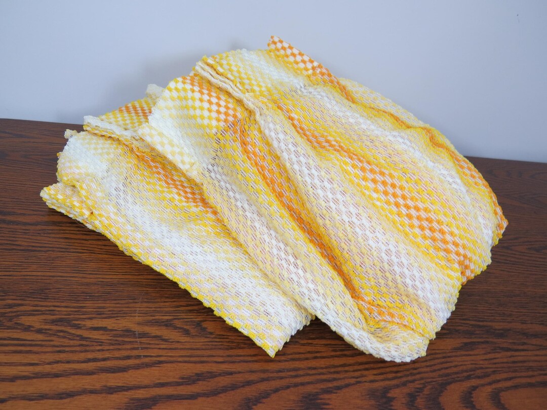 Vintage 1970s Orange & Yellow Pinch Pleat Curtains: 48" X 60" Panels - Etsy