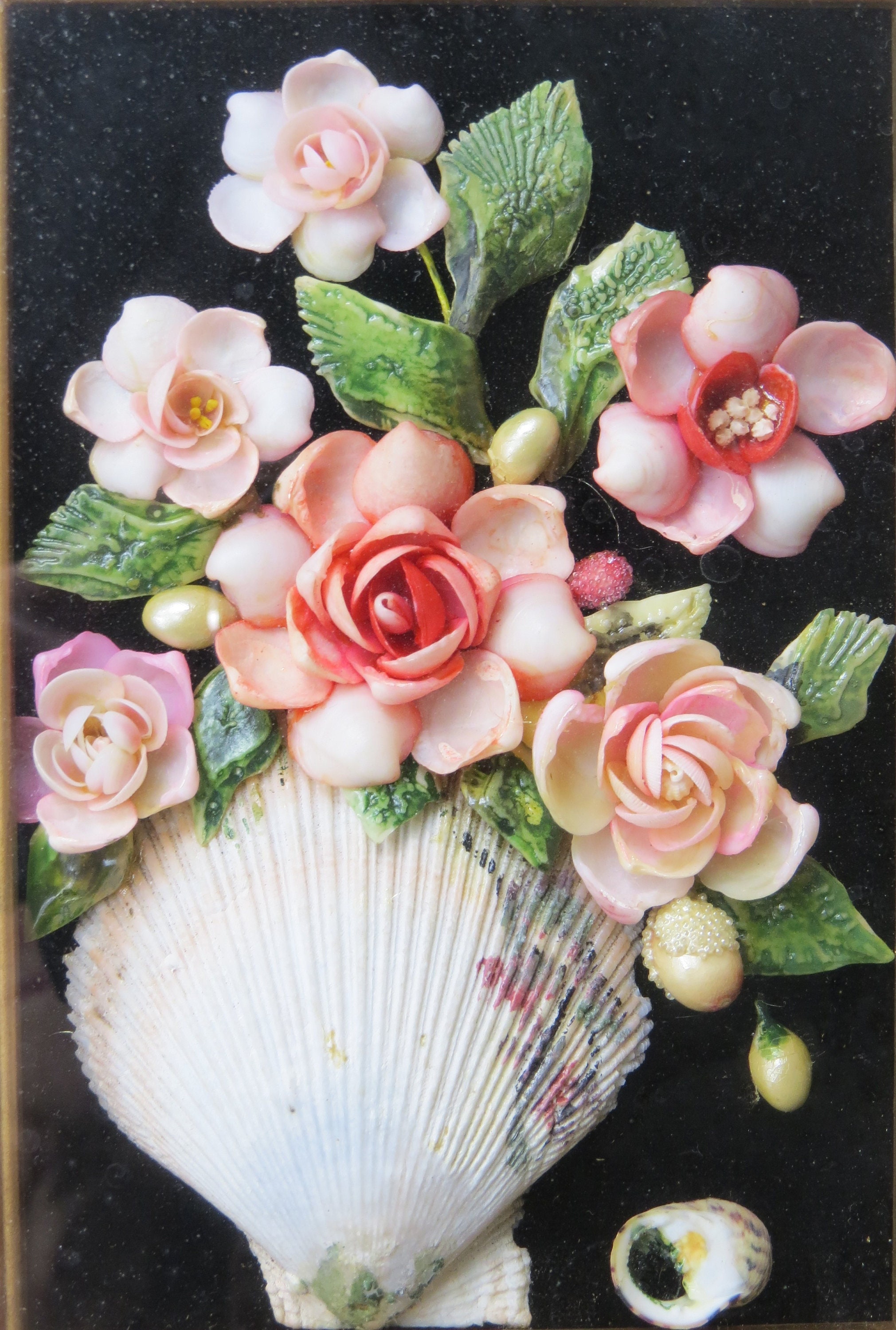 Floral Seashell Wall Picture Wall Art Seashell Art Seashell | Etsy