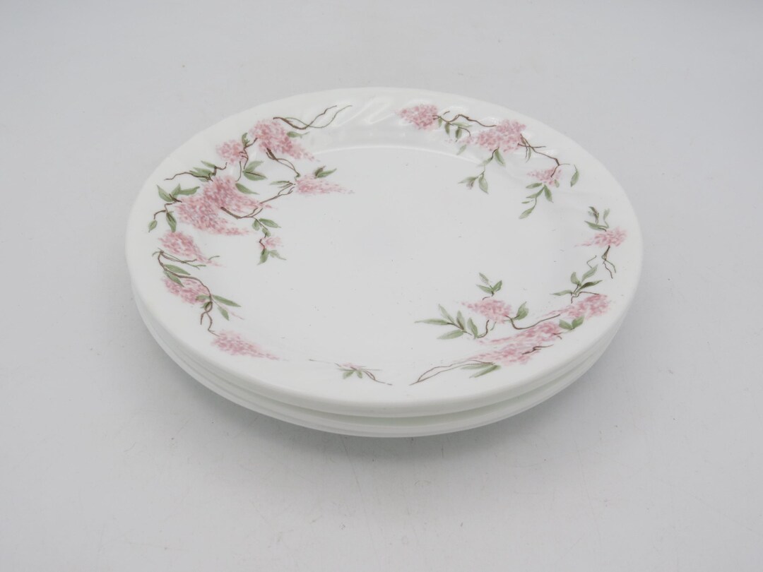 4 Corelle Wisteria Salad Plates, 7", Side Plates, Purple Flowers ...