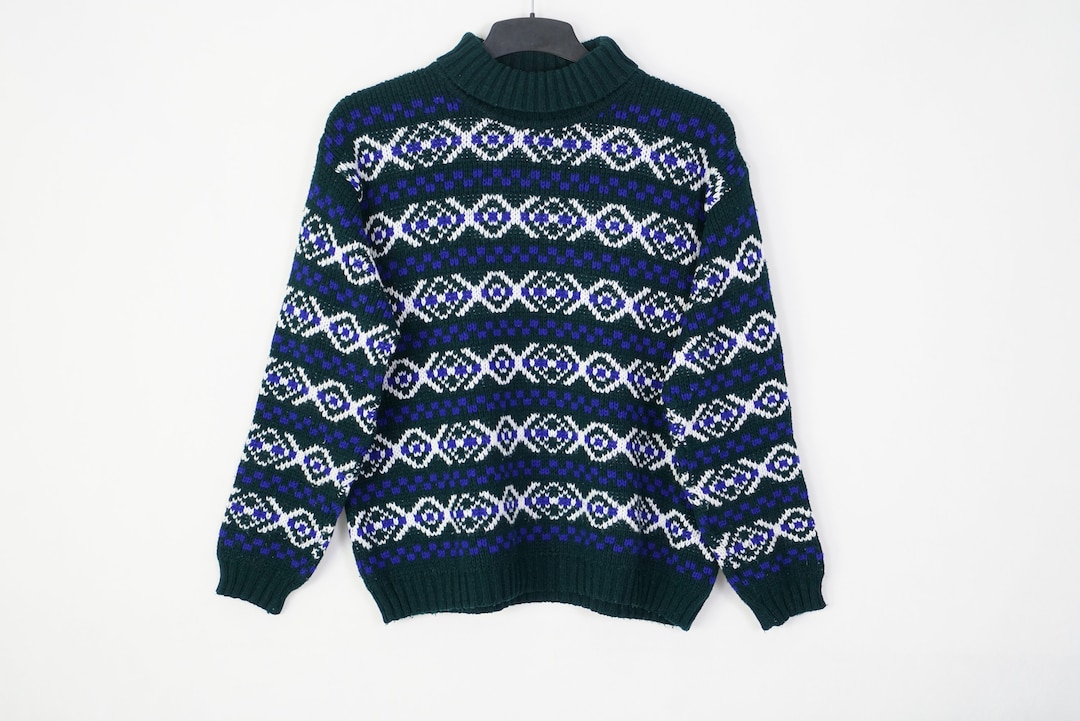 Vintage Bunte Crazy Pattern Pullover Gr. M Strickpullover Oldschool ...
