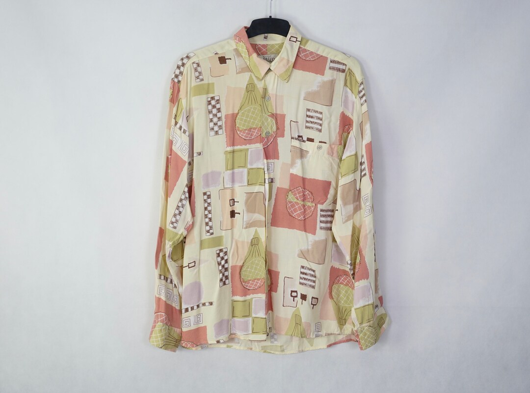 Vintage Jan Paulsen Colorful Crazy Pattern Shirt Retro Size L Oldschool 90s - Etsy