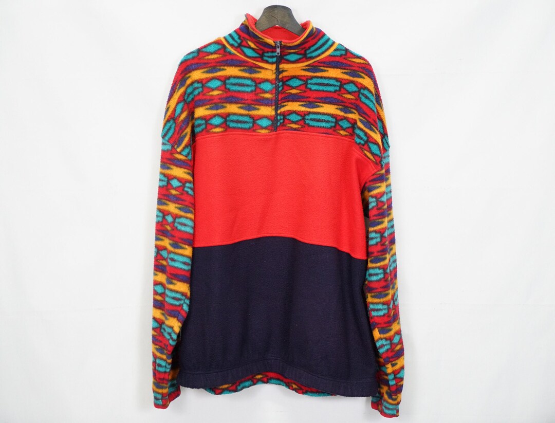 Vintage Marcel Clair Crazy Pattern Fleece Sweater Sweater Size - Etsy