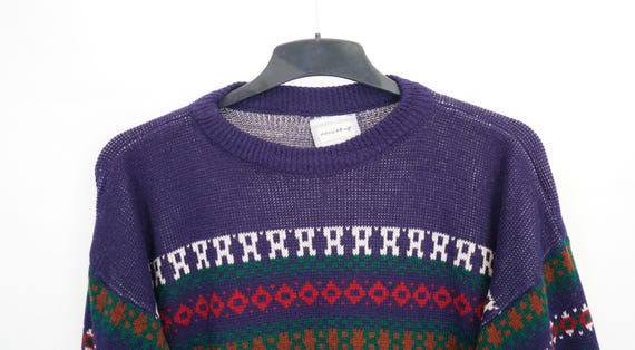 Vintage Henry Morrel Bunte Crazy Pattern Strickpullo… - Gem