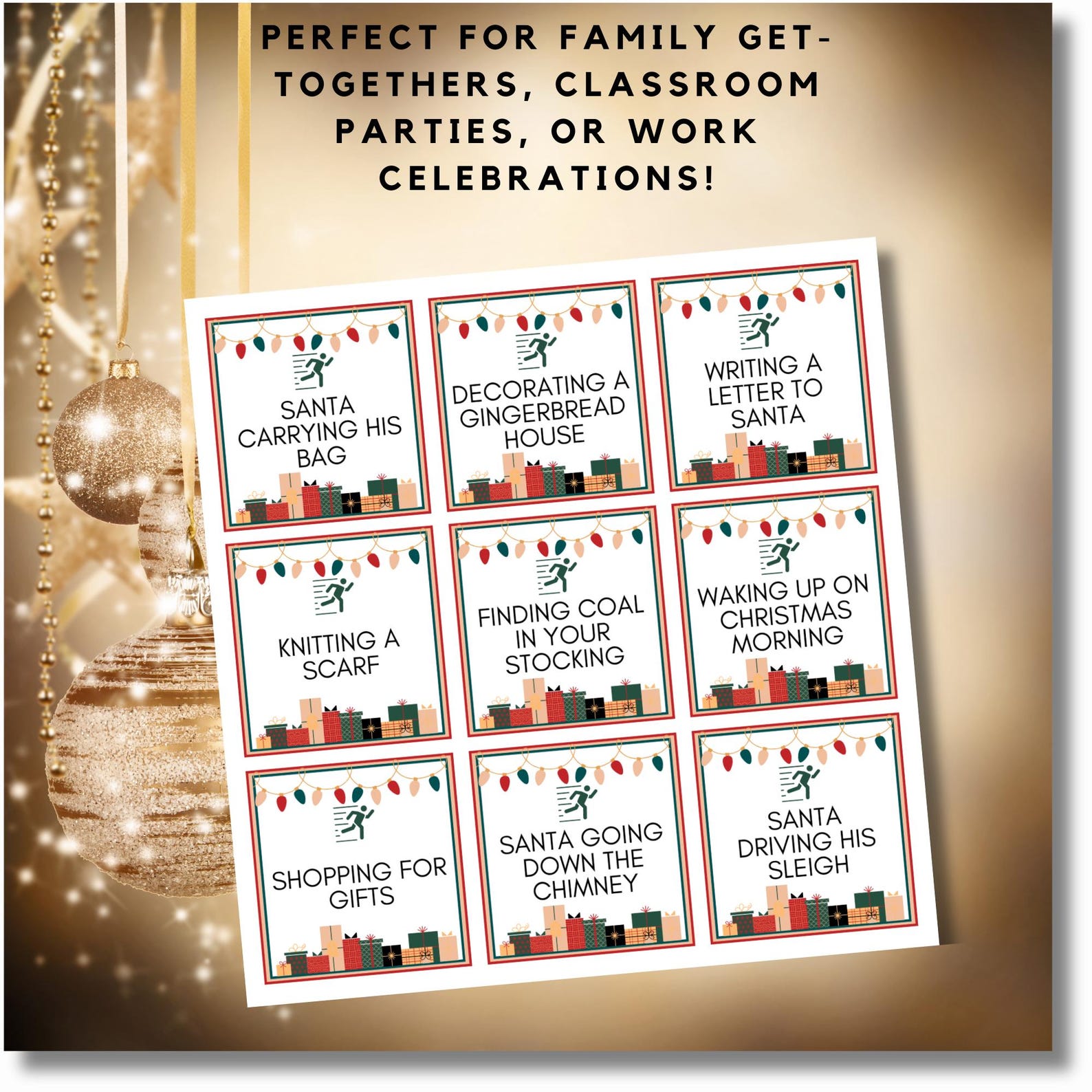 Christmas Charades Printable Cards: A Fun Christmas Game for Adults or ...