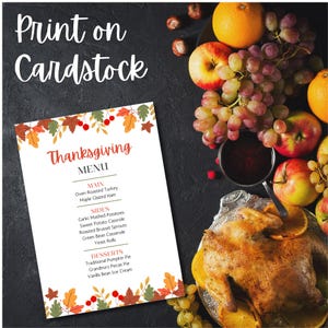 Editable Thanksgiving Menu for Family Dinner or Friendsgiving - Etsy