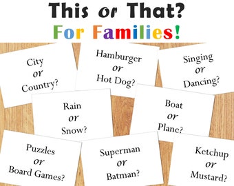 Would You Rather This or That Game for Children and Adults, Party Game ...