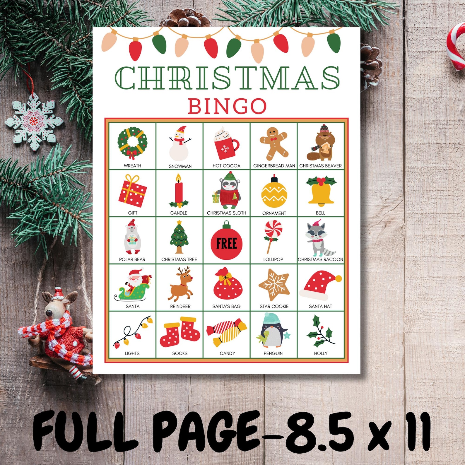 Printable Christmas Bingo Game for Family Celebration or Classroom ...