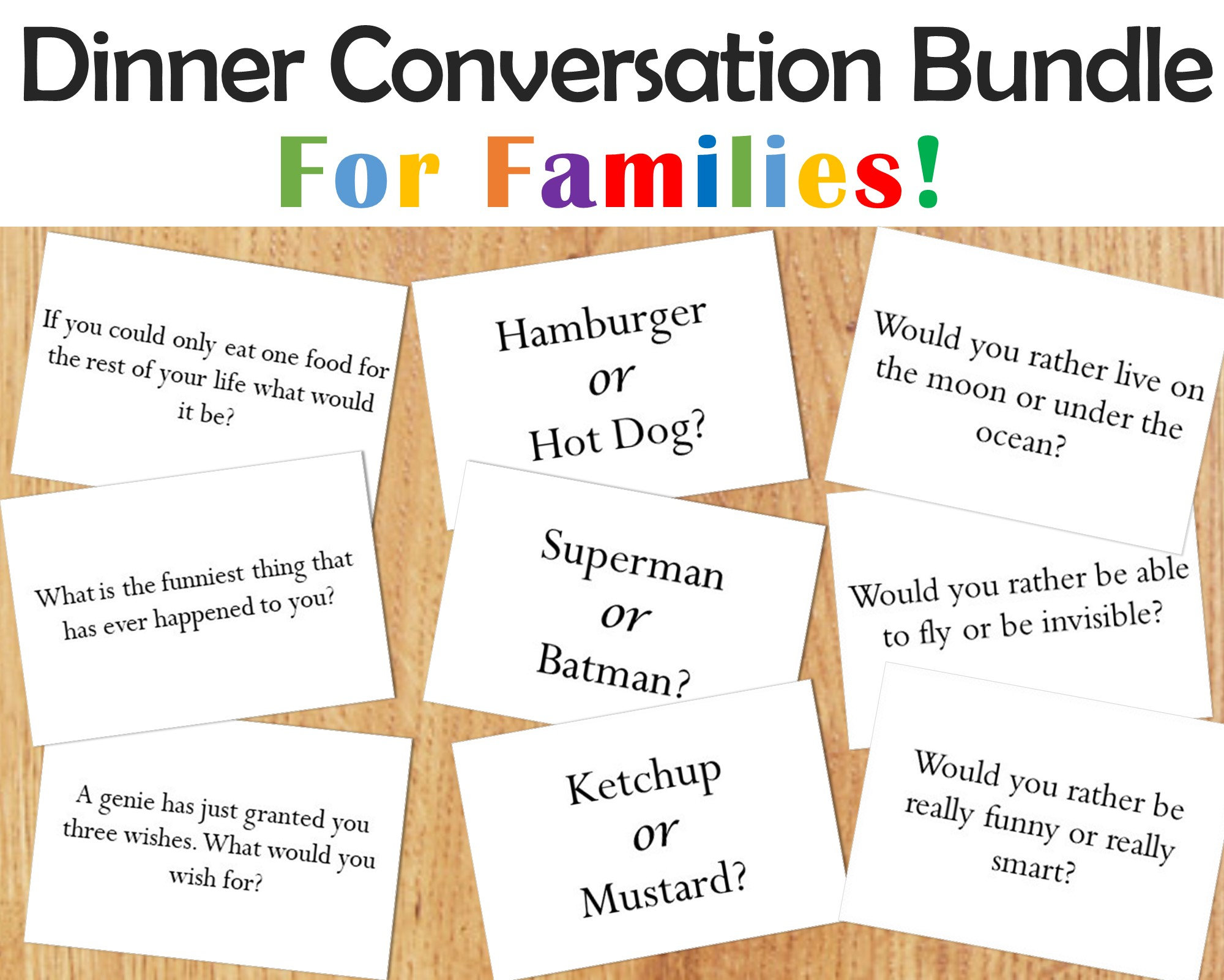 Dinner Conversation Bundle for Families - Etsy
