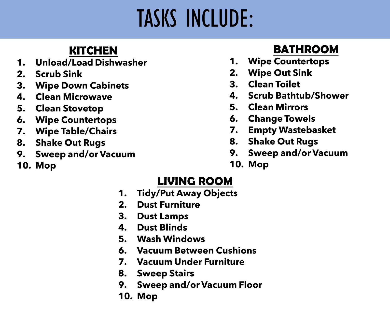 Printable Kids Cleaning Checklists With Pictures - Etsy