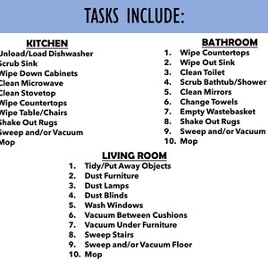 Printable Kids Cleaning Checklists With Pictures - Etsy