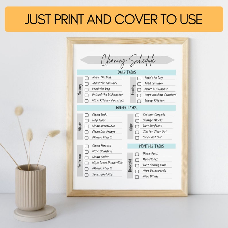 EDITABLE Adult Chore Chart / Daily, Weekly, and Monthly Realistic ...