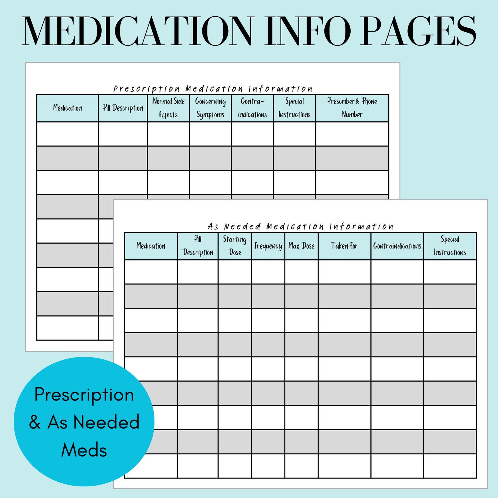 Medication Log / Medication Tracker Printable Template - Etsy