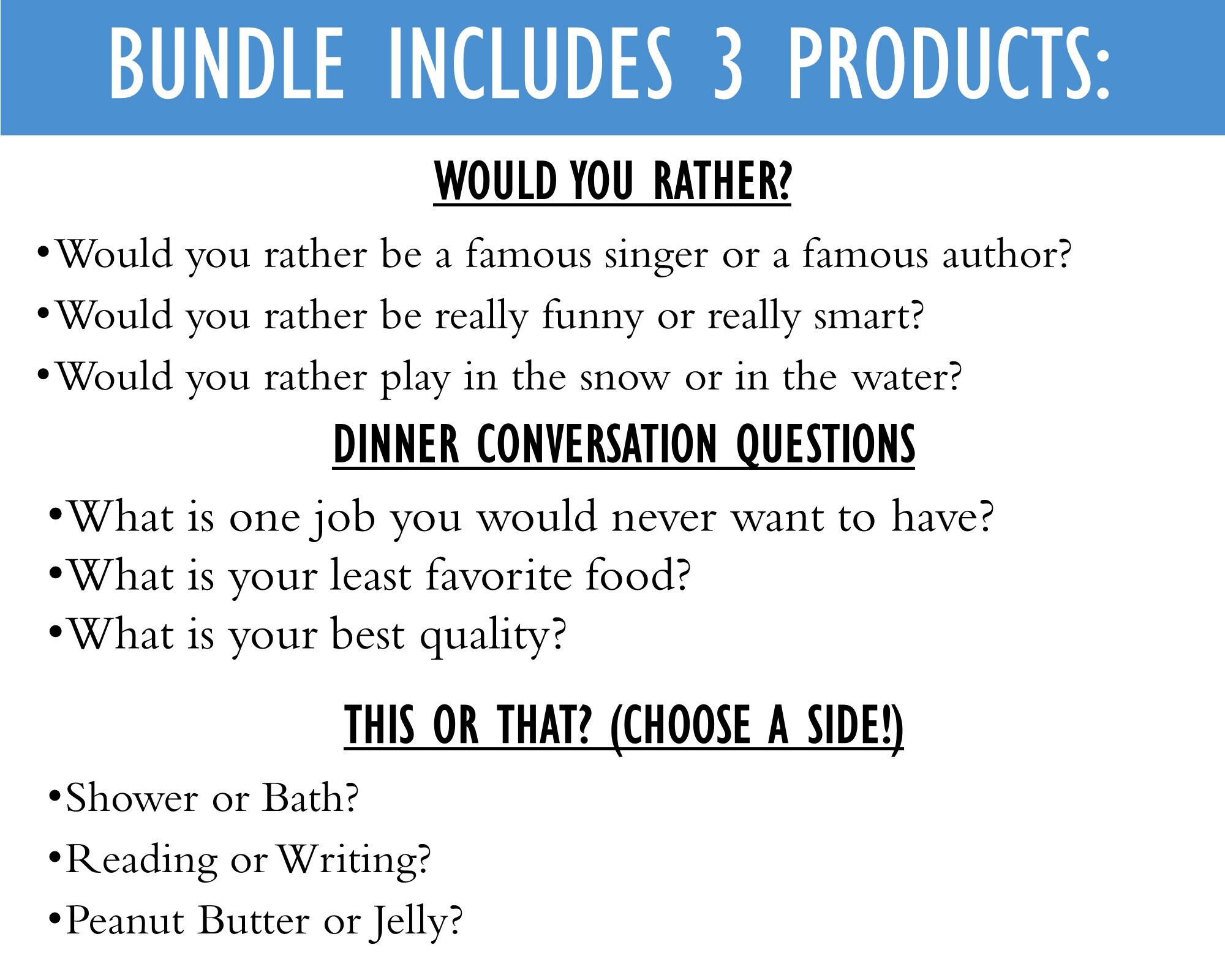 Dinner Conversation Bundle for Families - Etsy