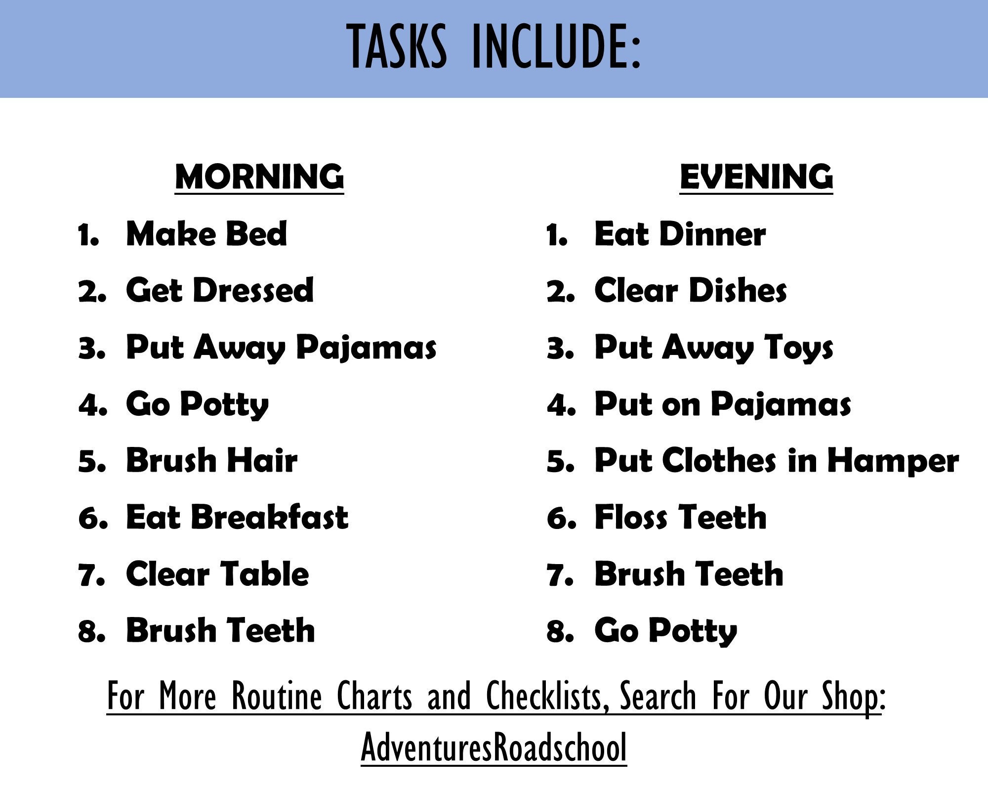 Morning and Evening Routine Chart for Kids - Etsy