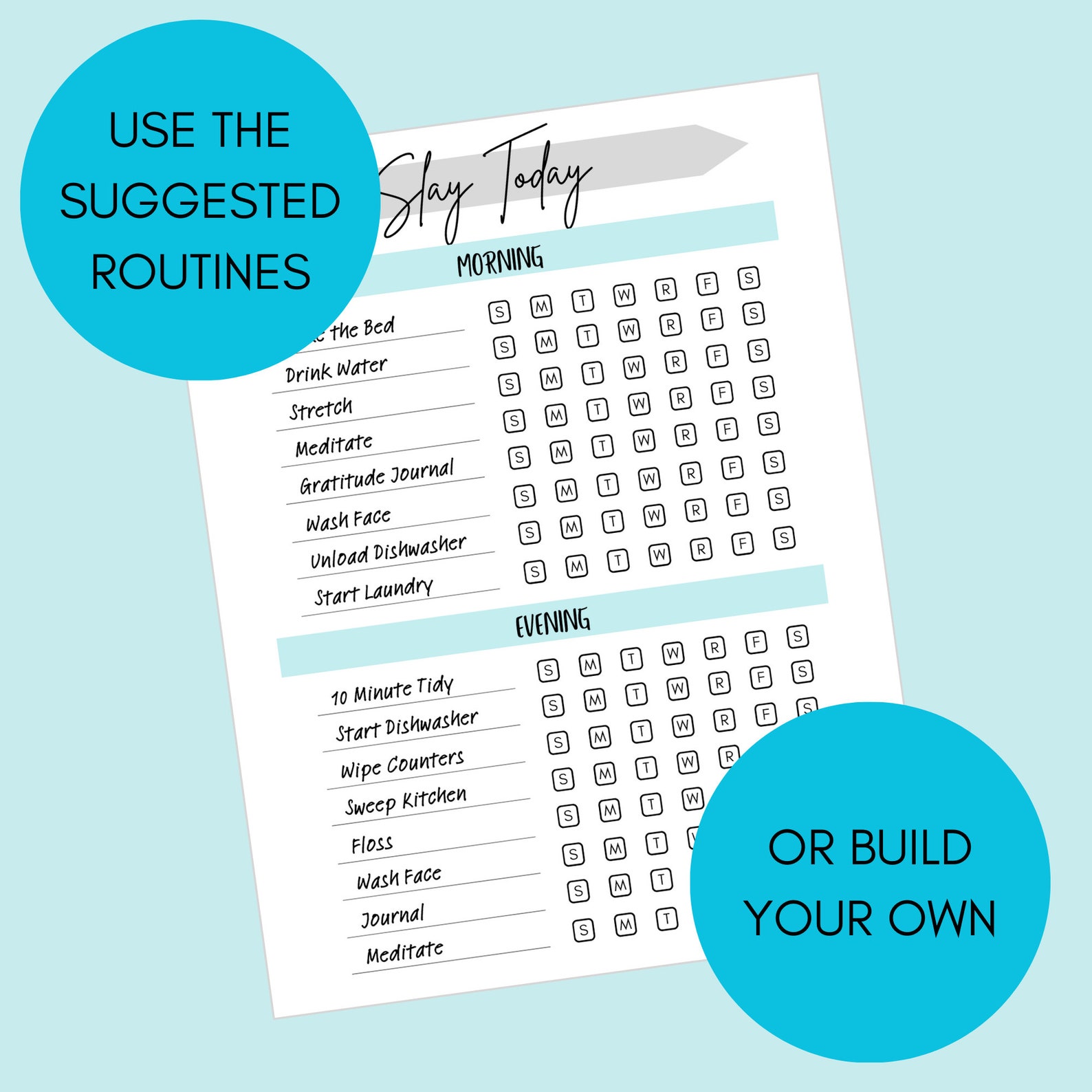 Slay the Day Morning and Evening Healthy Habit Routine Builder and ...