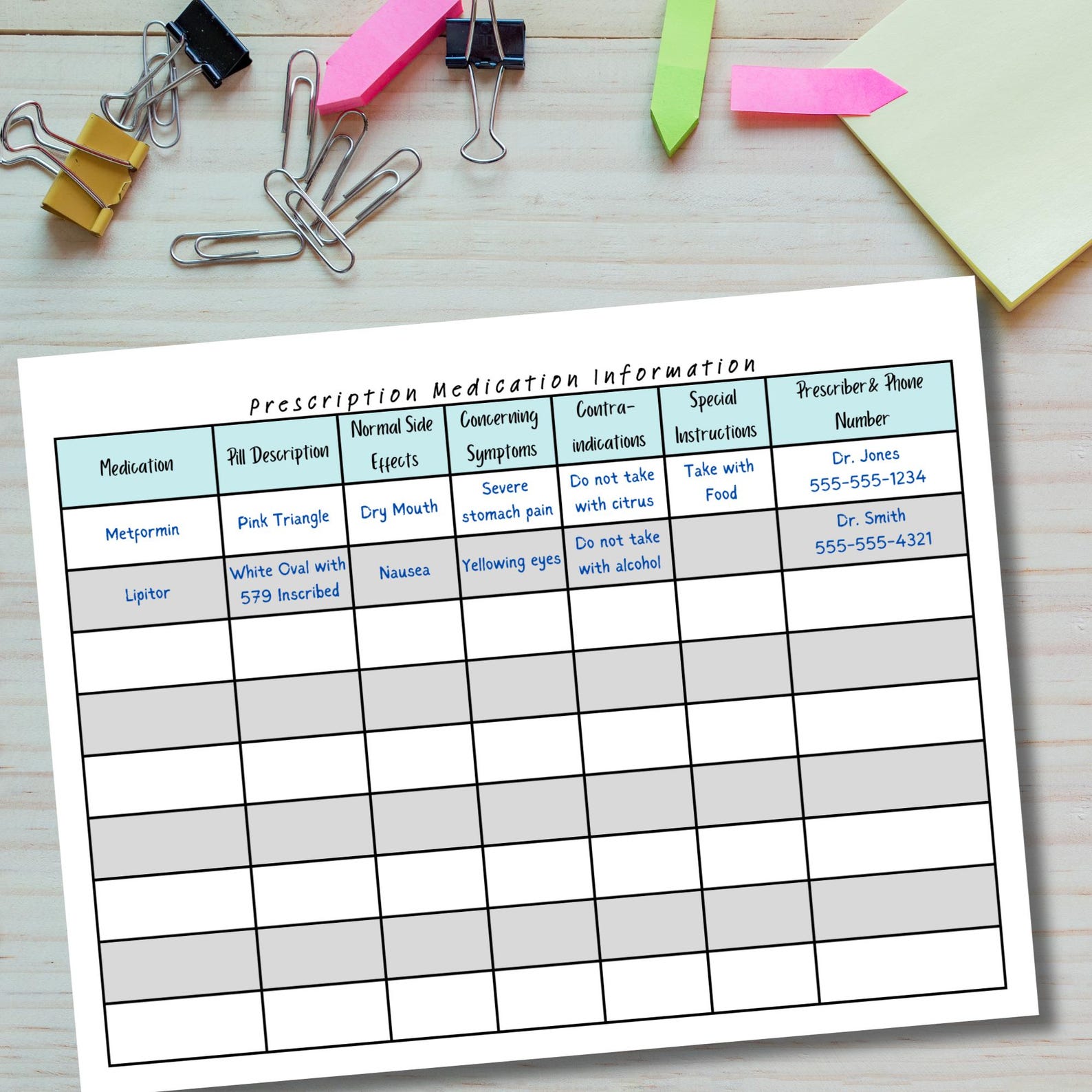 Medication Log / Medication Tracker Printable Template - Etsy