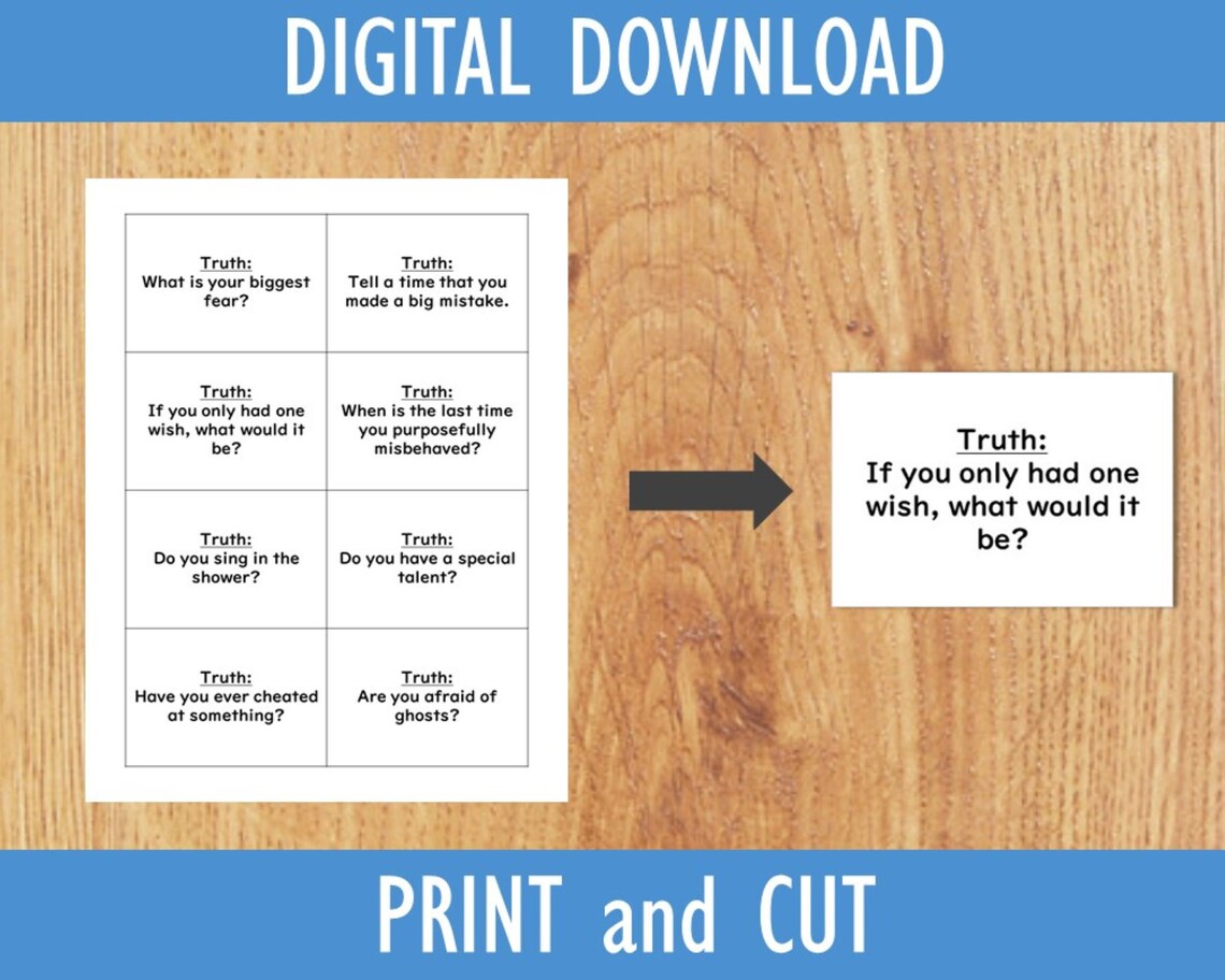 Truth or Dare Printable Game for Kids - Etsy