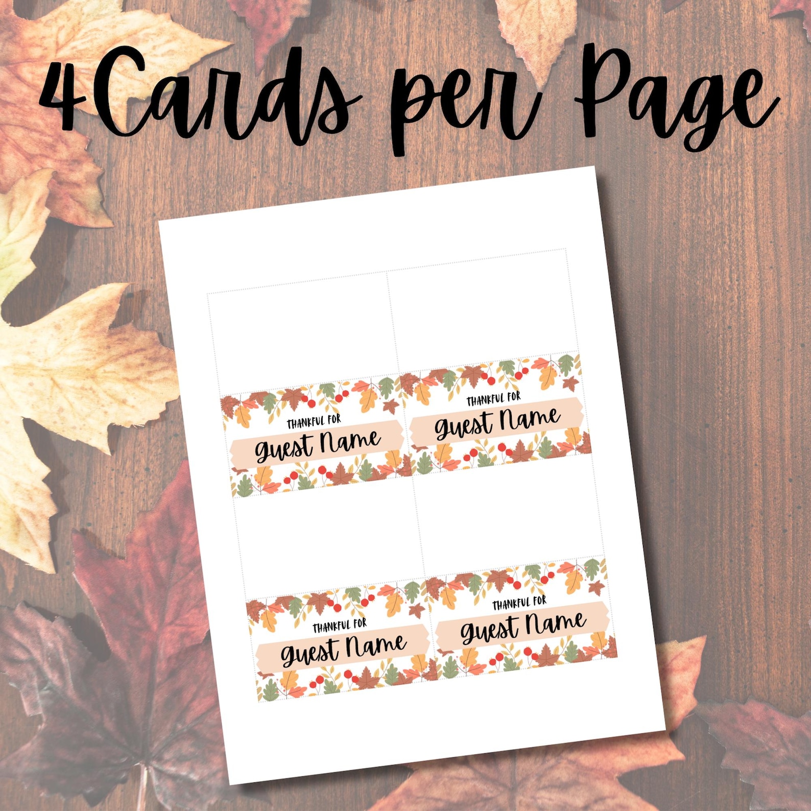Thanksgiving Place Cards - Autumn Leaves Editable Thanksgiving ...