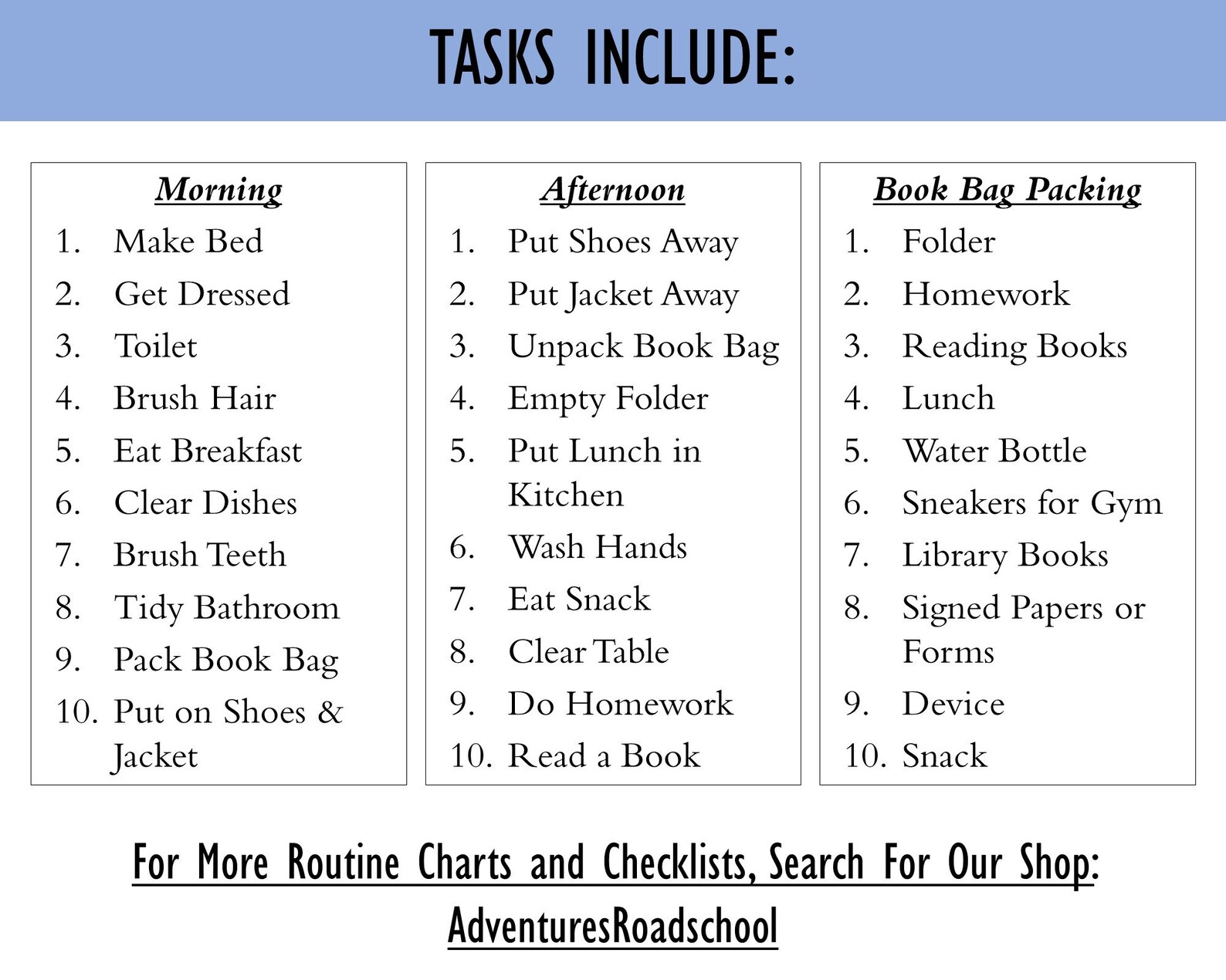 Morning and Afternoon School Routine Checklist for Kids - Etsy