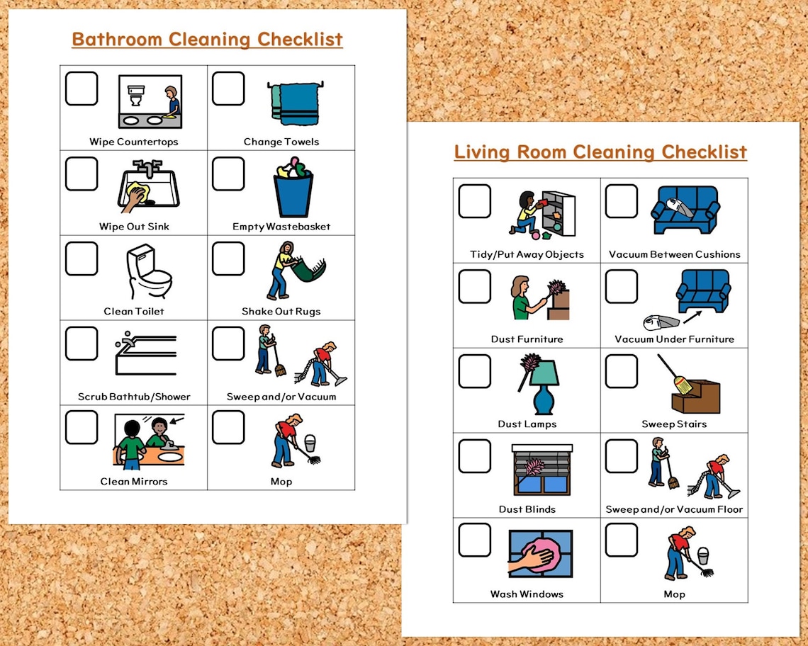 Printable Kids Cleaning Checklists With Pictures | Etsy
