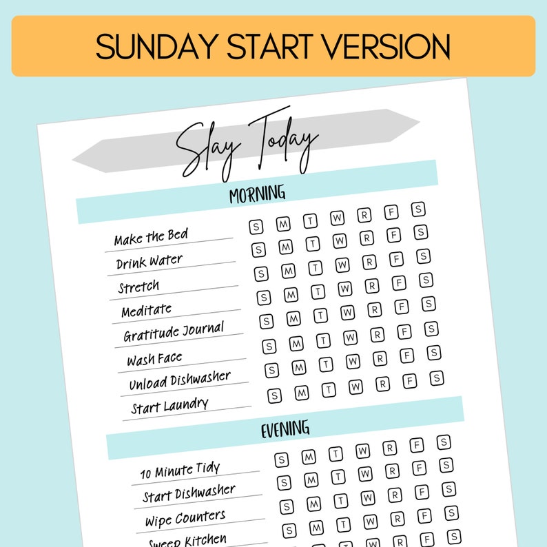 Slay the Day Morning and Evening Healthy Habit Routine Builder and ...