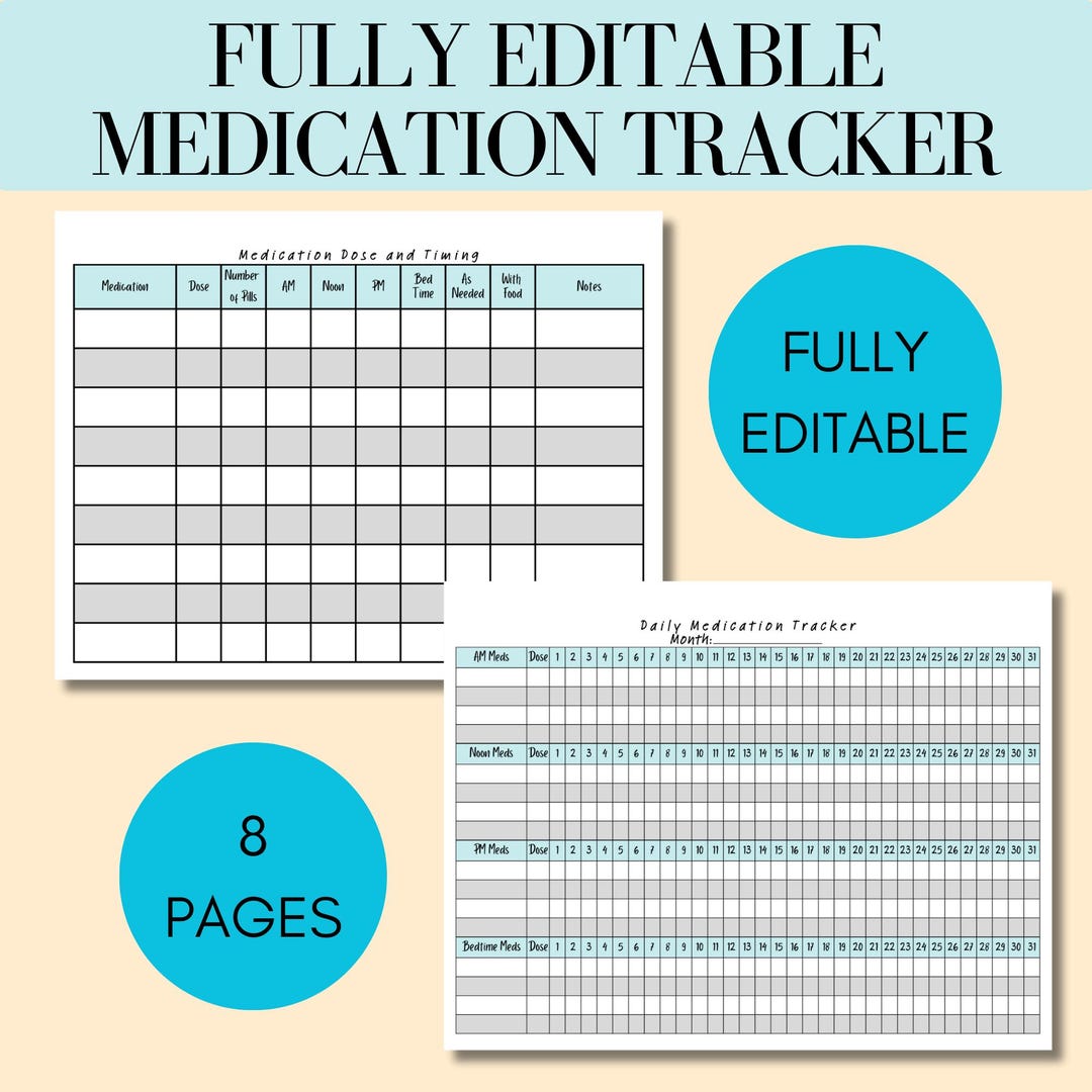 Medication Log / Medication Tracker Printable Template - Etsy