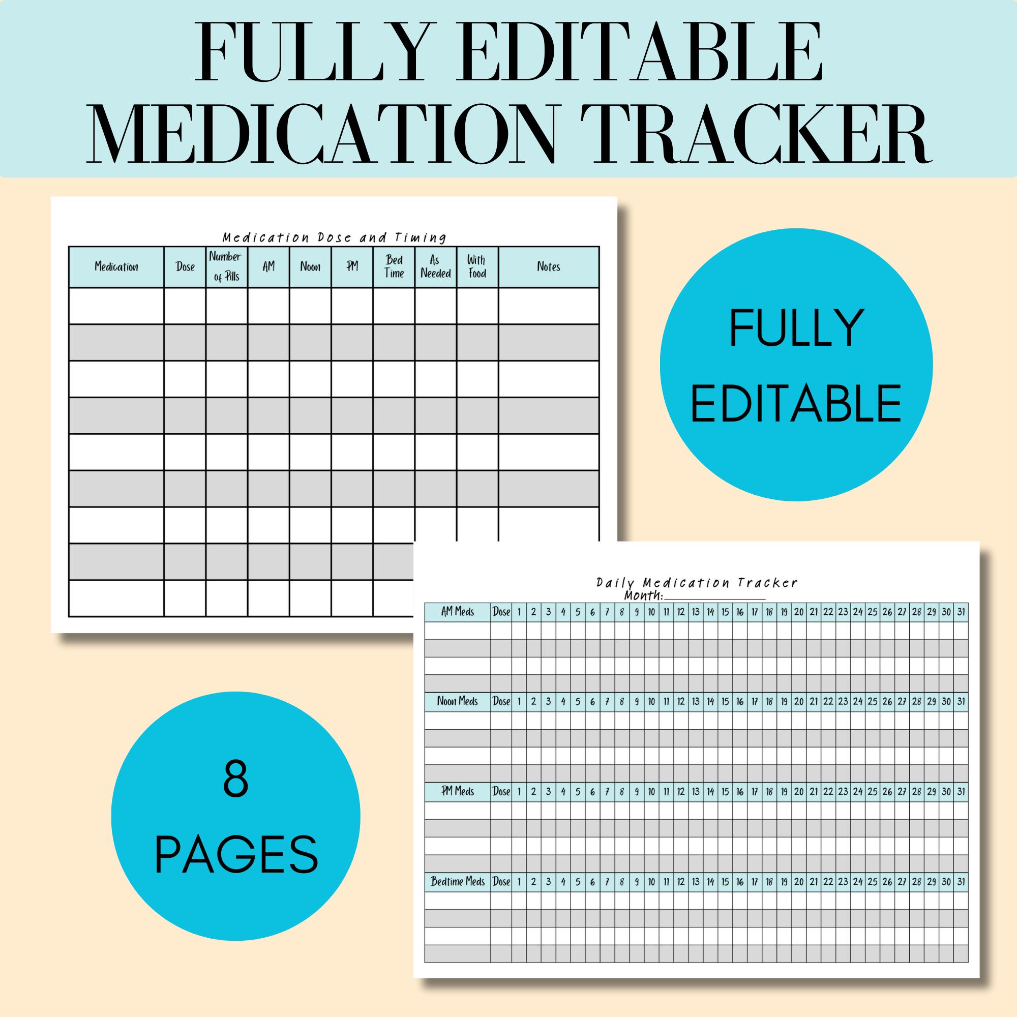 Medication Log / Medication Tracker Printable Template - Etsy