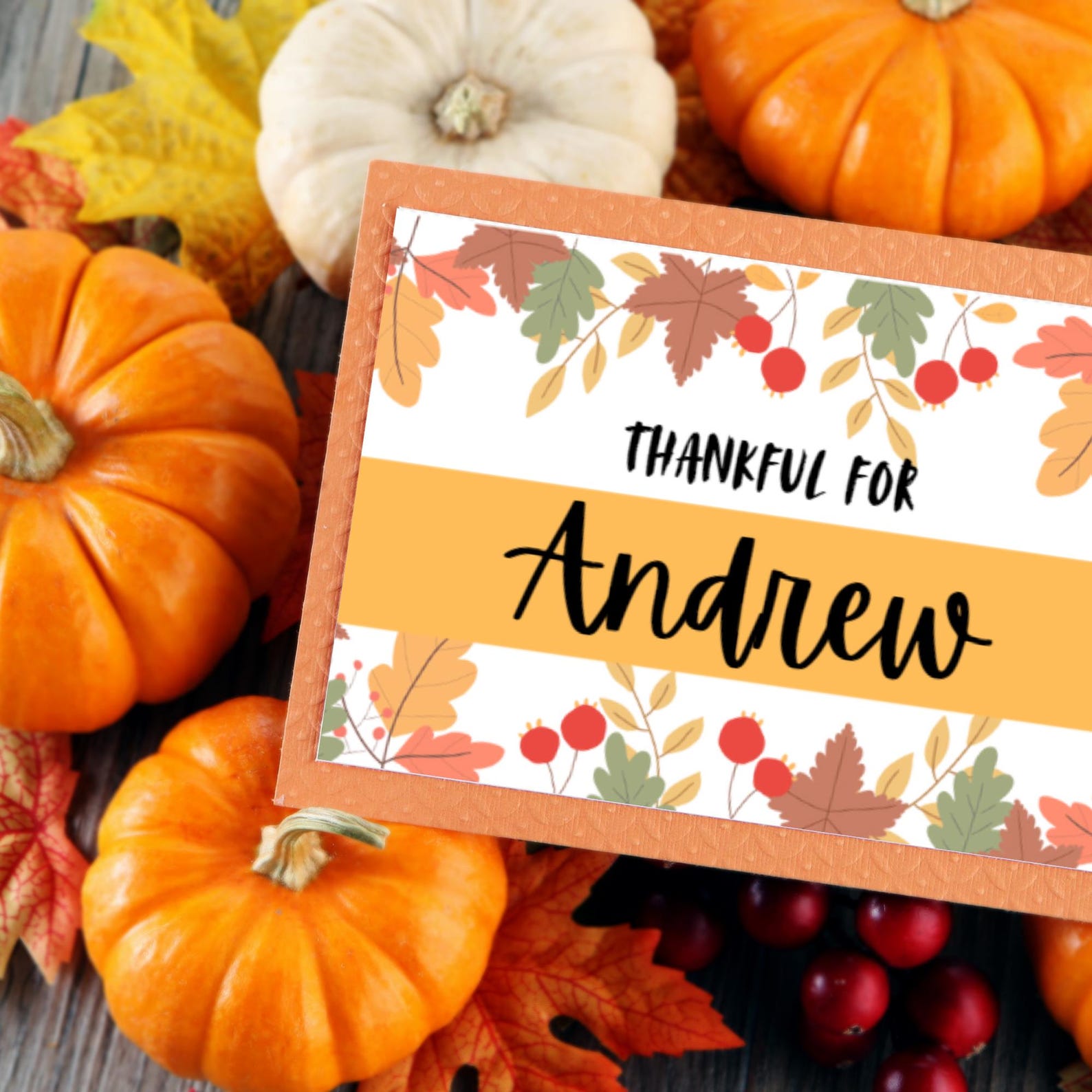 Thanksgiving Place Cards - Autumn Leaves Editable Thanksgiving ...