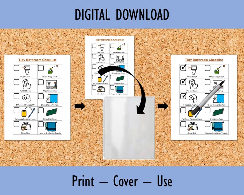 Printable Tidying Chore Chart for Kids - Checklists With Pictures - Etsy