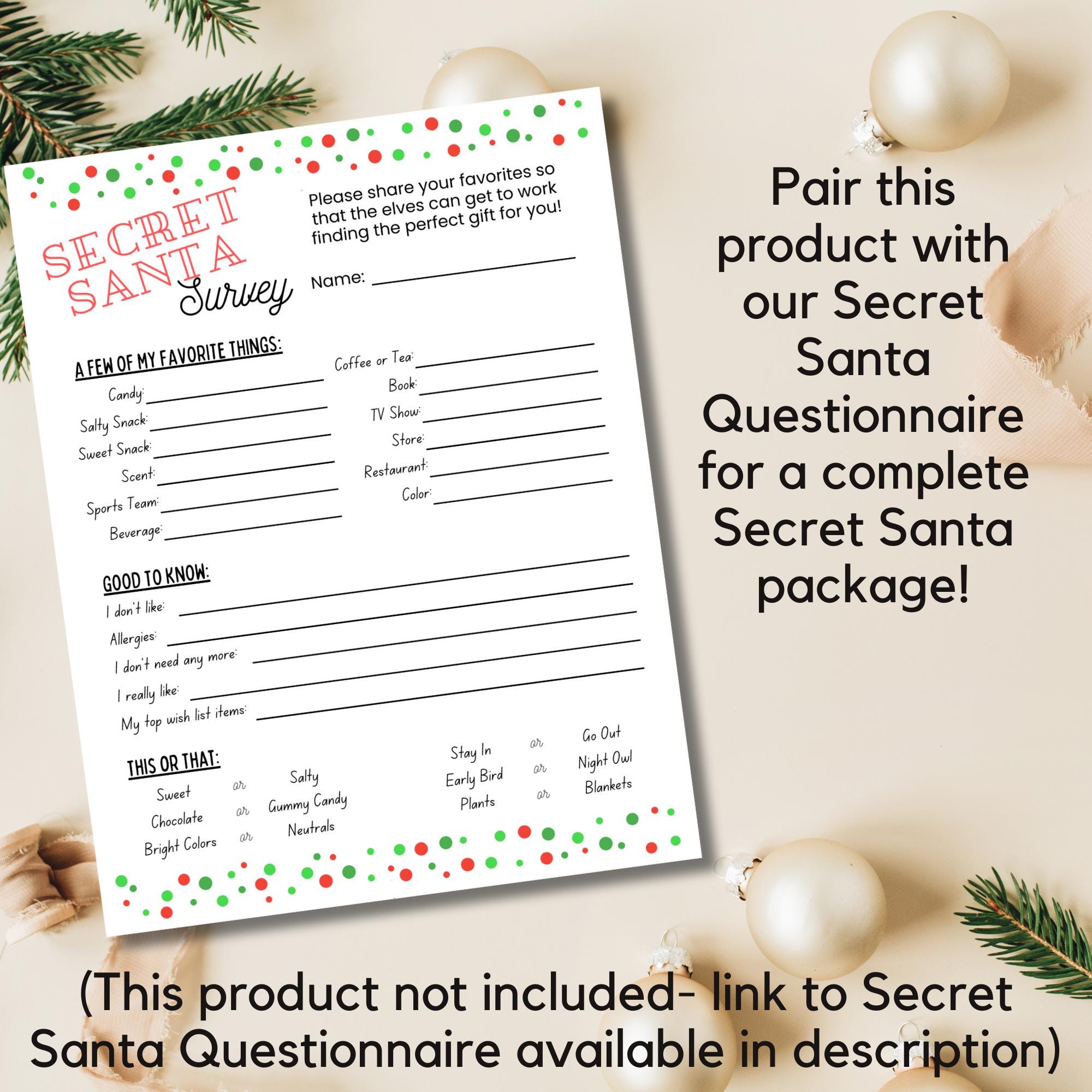 Printable Secret Santa Gift Tags / Editable Secret Santa Tags - Etsy