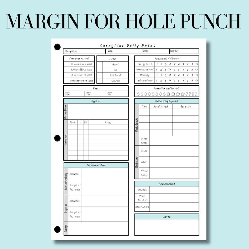 Senior Caregiver Log / Eldercare Caregiver Daily Log - Etsy