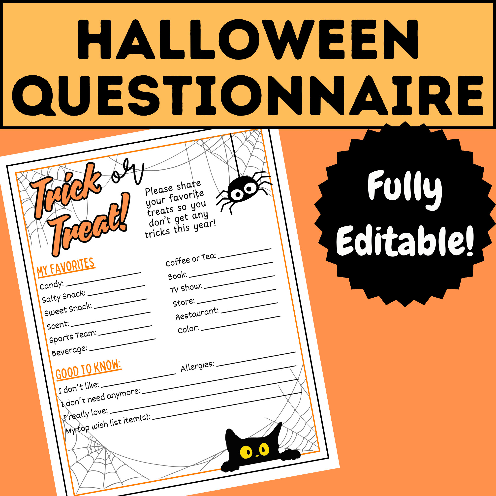 Boo Basket Questionnaire- Boo Buddies Gift Questionnaire - Etsy