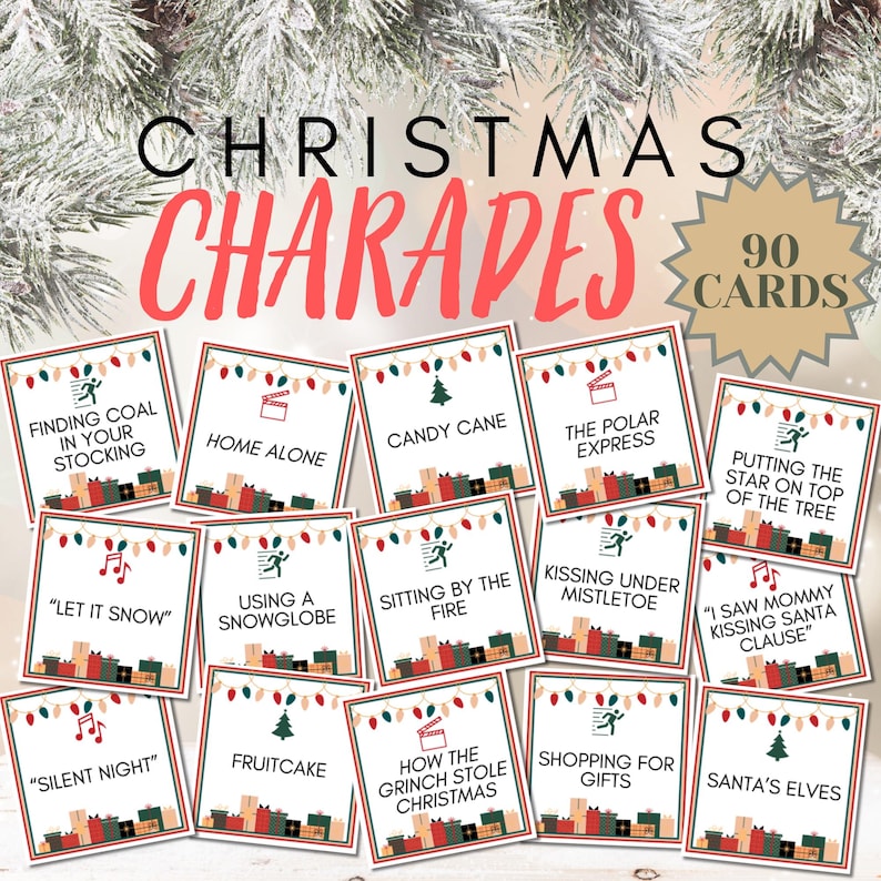 Christmas Charades Printable Cards: A Fun Christmas Game for Adults or ...