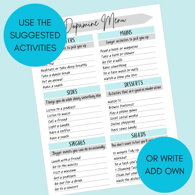 Dopamine Menu- Fully Editable and Printable Aesthetic Dopamenu - Etsy