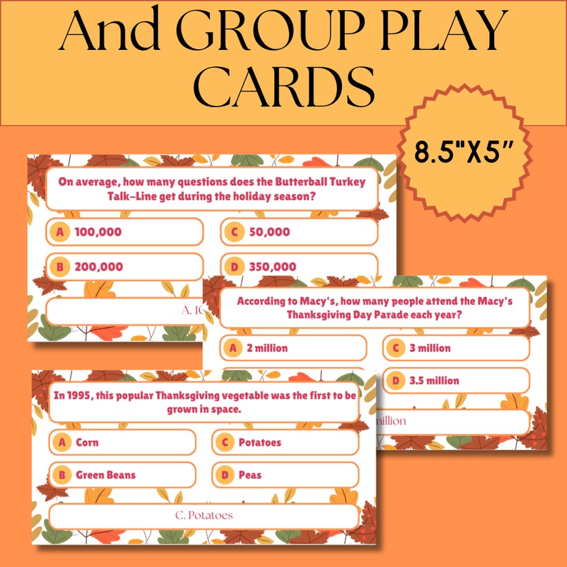 Thanksgiving Trivia Game - Turkey Trivia Friendsgiving Game or Fun ...