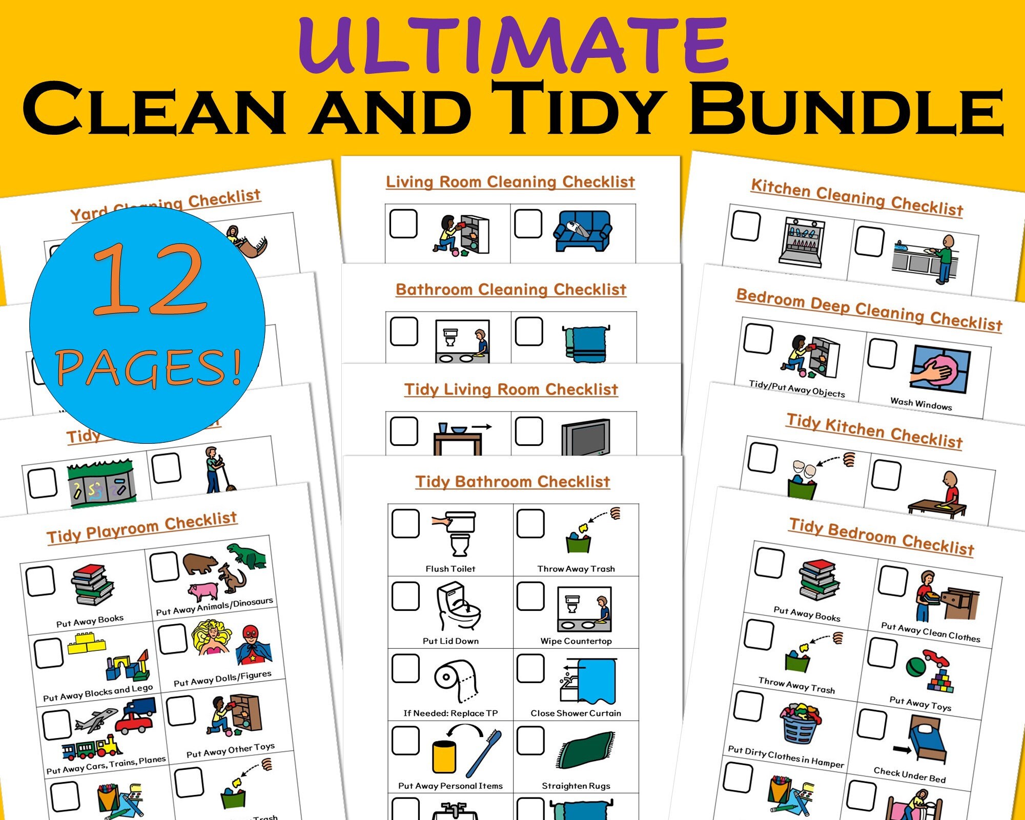 Kids Chore Chart Printable Bundle / Summer Chore Chart / Cleaning List ...