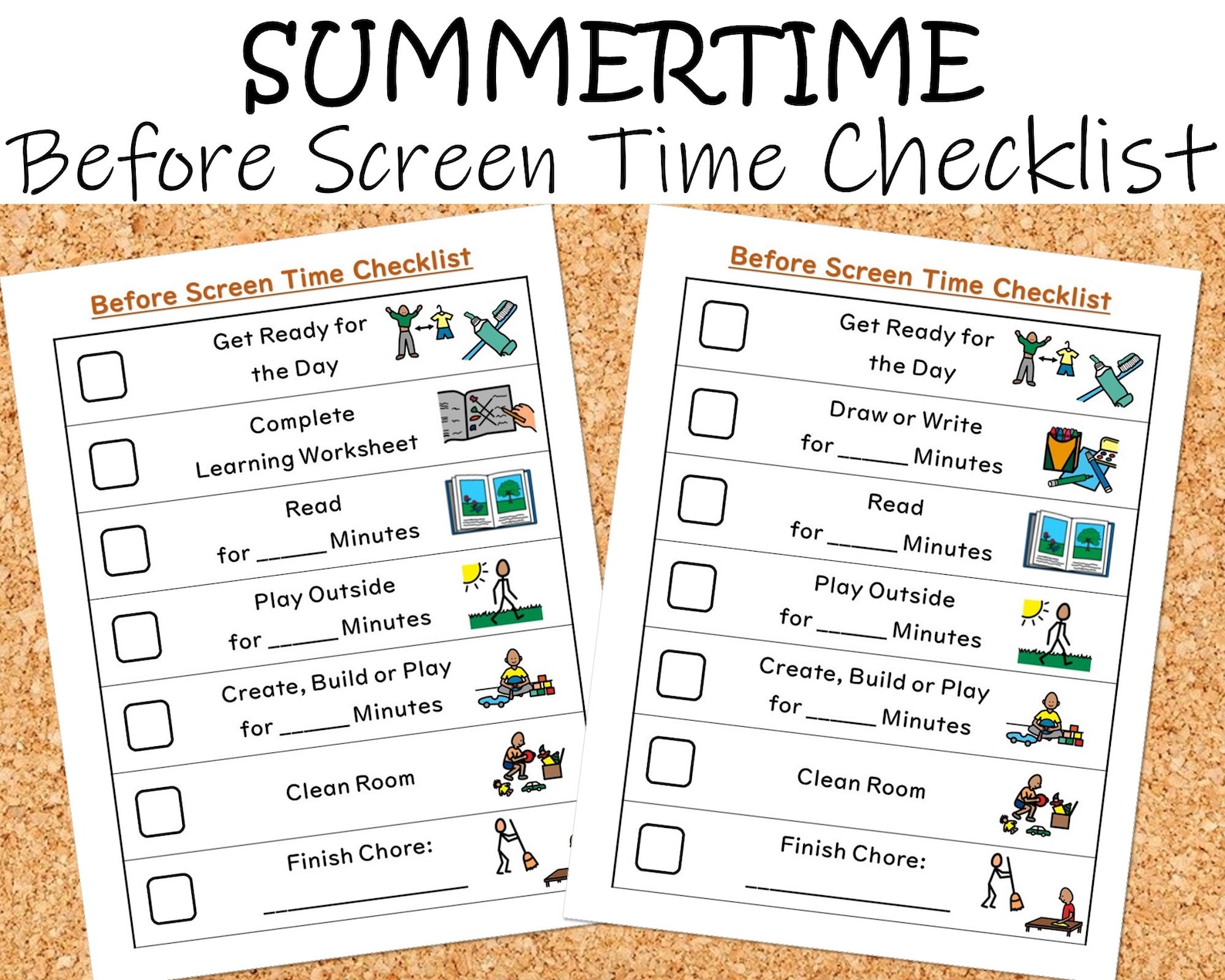 Before Screentime Checklist for Summer - Etsy