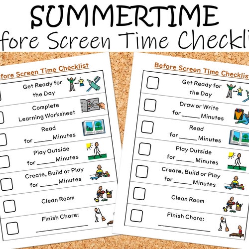 Before Screentime Checklist for Summer - Etsy
