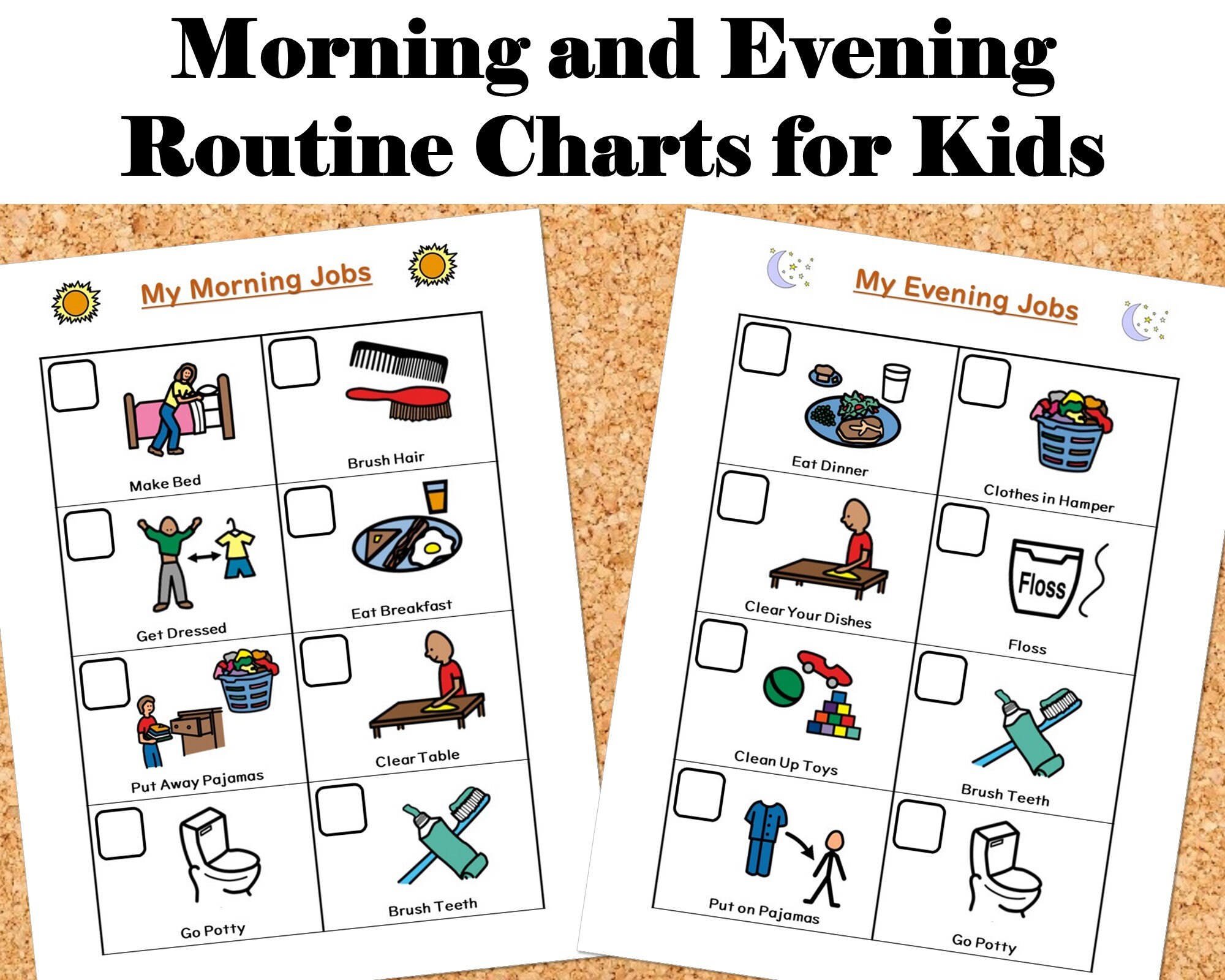 Morning and Evening Routine Chart for Kids - Etsy