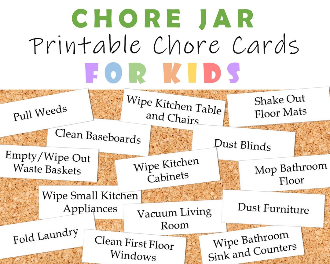Printable Chore Cards for Kids - Etsy