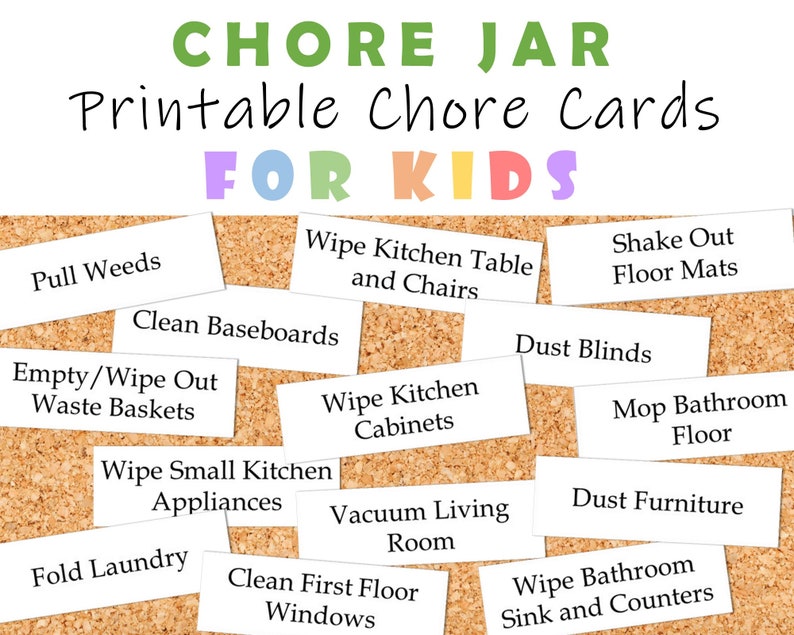 Printable Chore Cards for Kids - Etsy