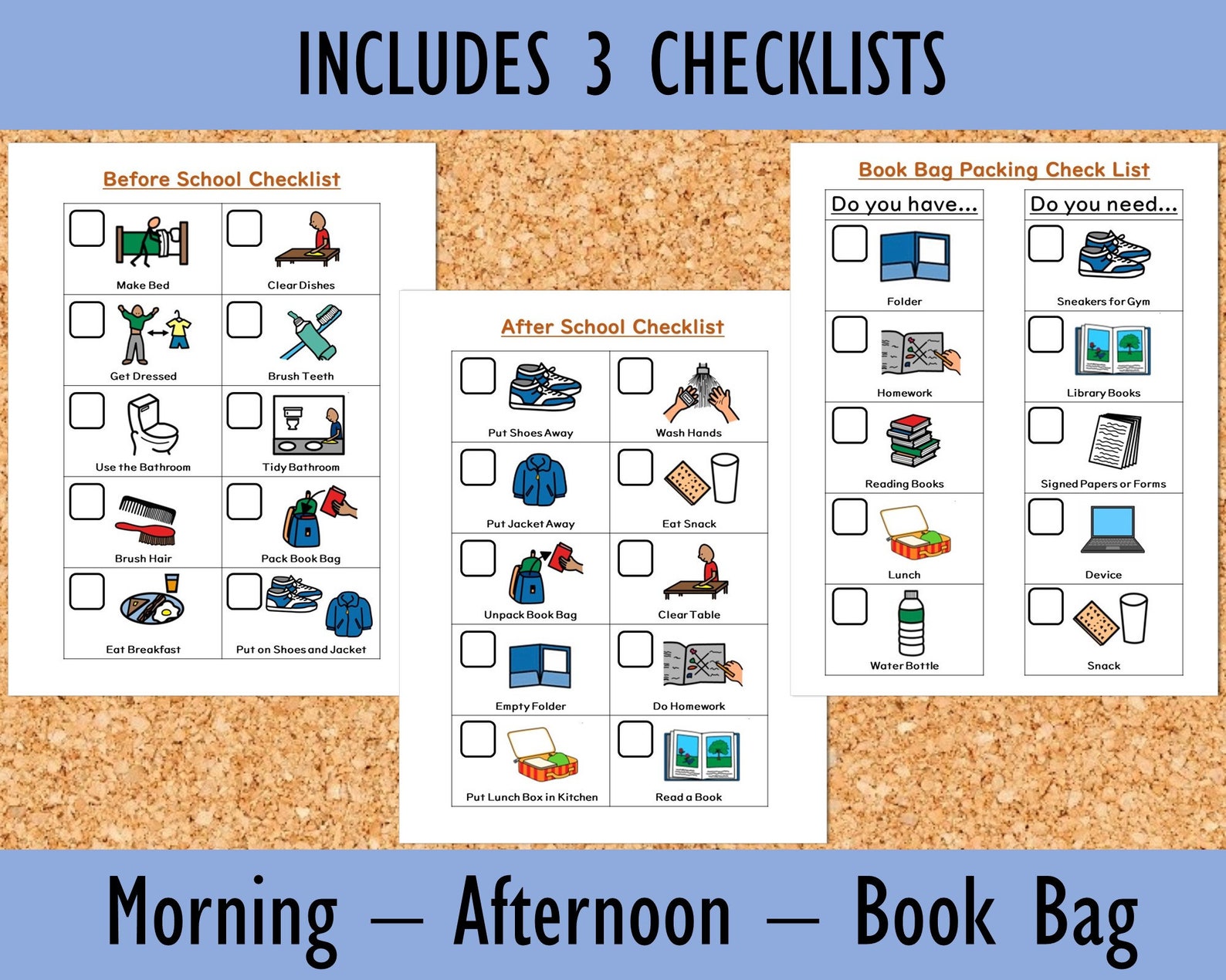 Morning and Afternoon School Routine Checklist for Kids - Etsy