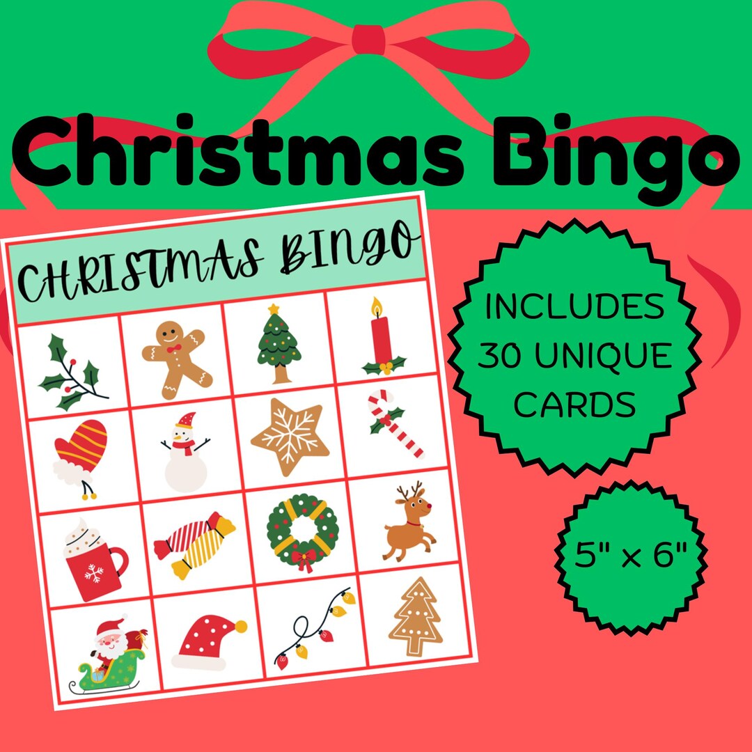 Printable Christmas Bingo for Home or School - Work Holiday Bingo - Etsy