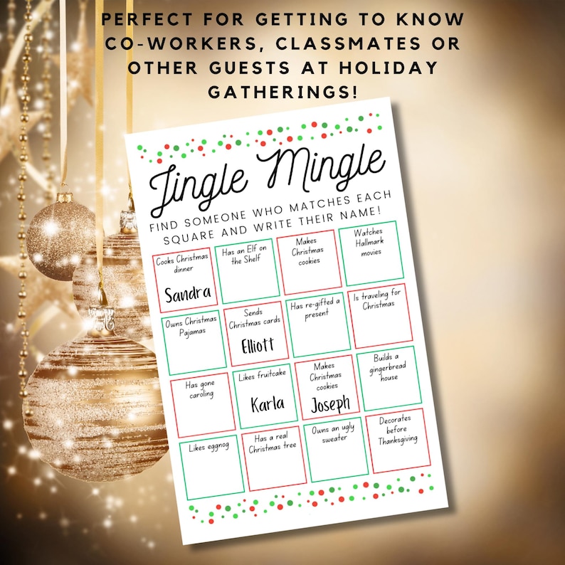 Christmas Mingle Bingo - Mix and Mingle Bingo for Work or Classroom ...