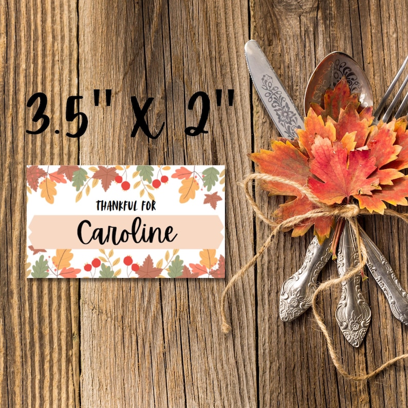 Thanksgiving Place Cards - Autumn Leaves Editable Thanksgiving ...