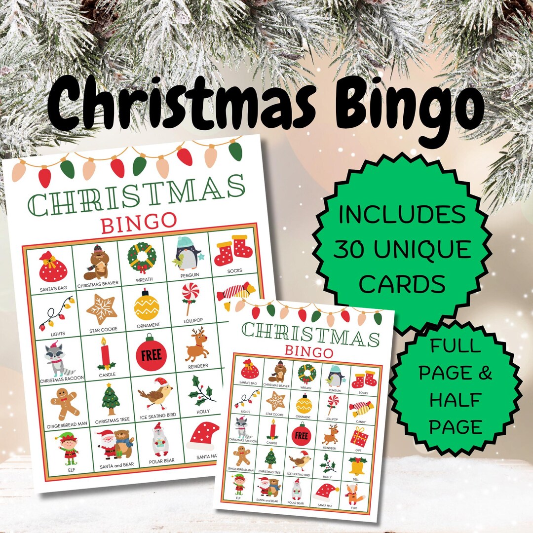 Printable Christmas Bingo Game for Family Celebration or Classroom ...