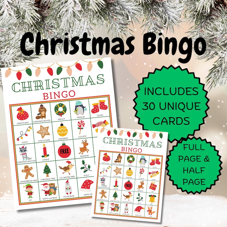 Printable Christmas Bingo Game for Family Celebration or Classroom ...